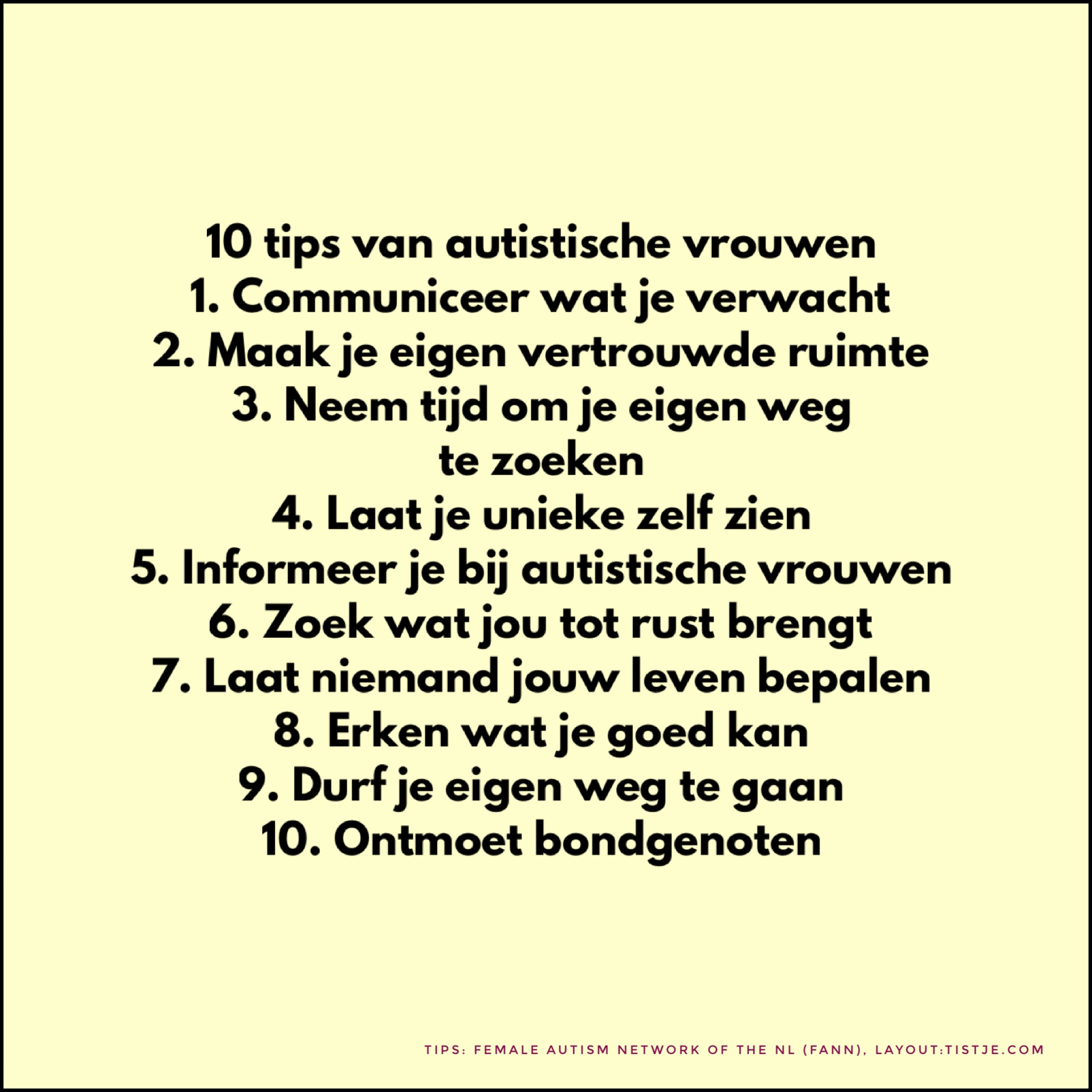 Tien tips van autistische vrouwen (2) … autisme en goed leven – Tistje